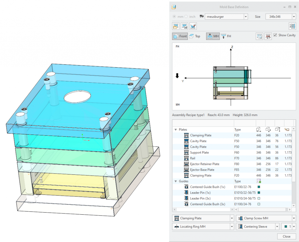 tool design in Creo Parametric with Expert Moldbase Extension
